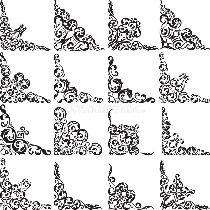 Vintage Borders Corners Ornaments Stock Vector - Illustration of ...