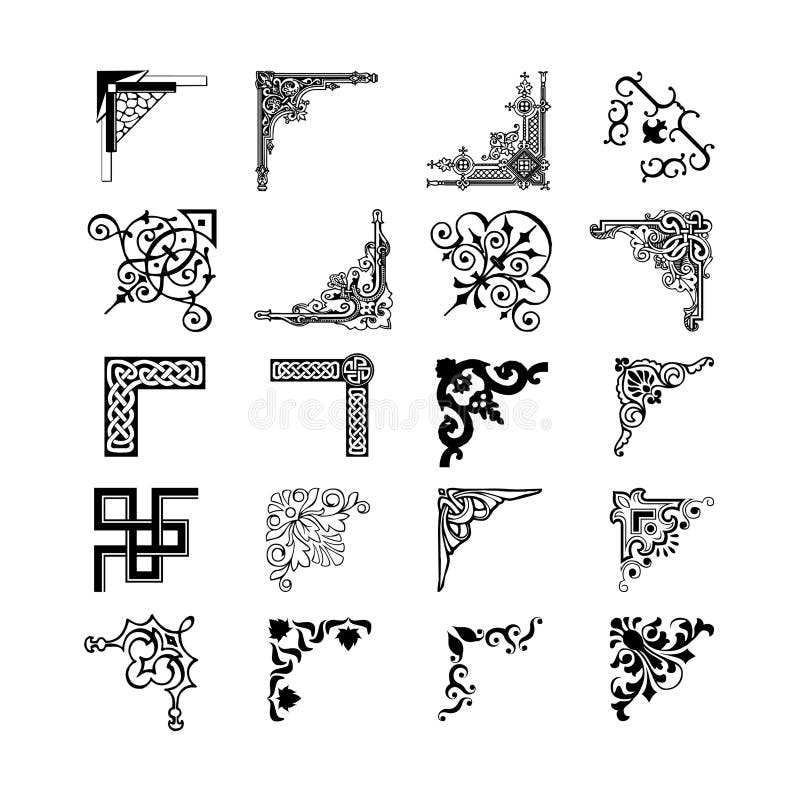 Vintage Corners Design Elements Vector Illustrations. Stock Vector ...