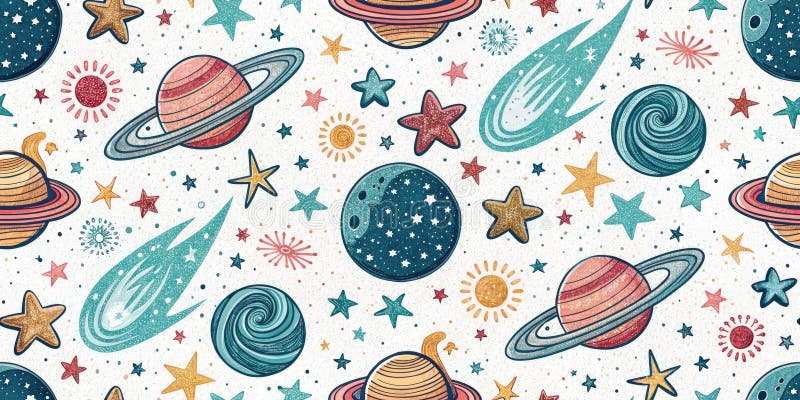 Vintage Cosmic Travel Background Texture Repeat Retro Space Wallpaper ...