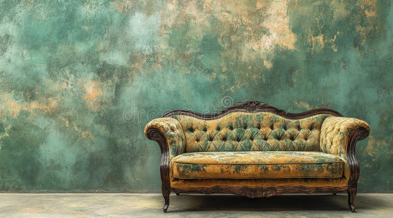 A Vintage Couch Placed in a Nostalgic Setting Enriched with a Classic ...