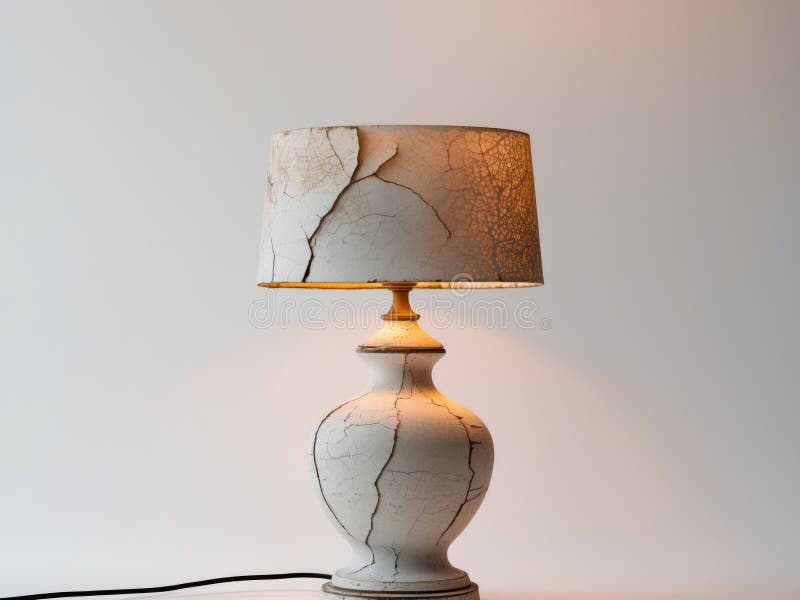 Vintage Cracked Decorative Lamp Base for Rustic Decor. Stock Photo ...