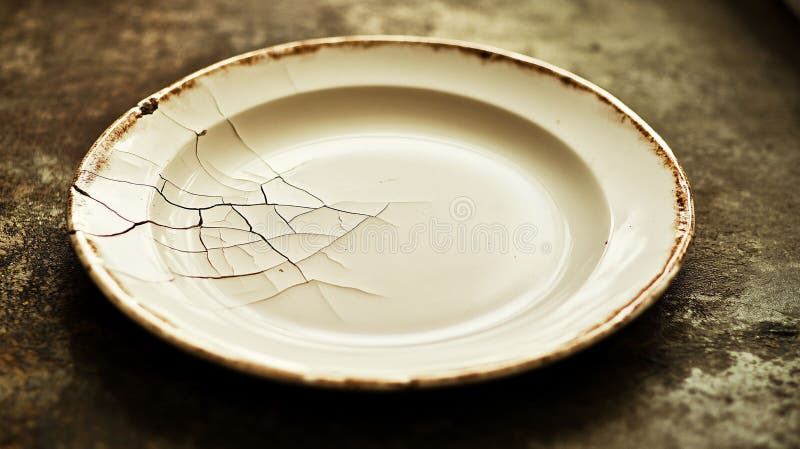 Vintage Cracked Plate on a Rustic Background Stock Image - Image of ...