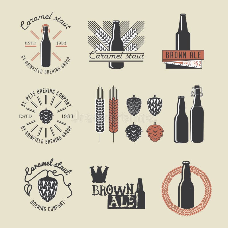 Vintage Craft Beer Brewery Emblems. Stock Vector - Illustration of ...