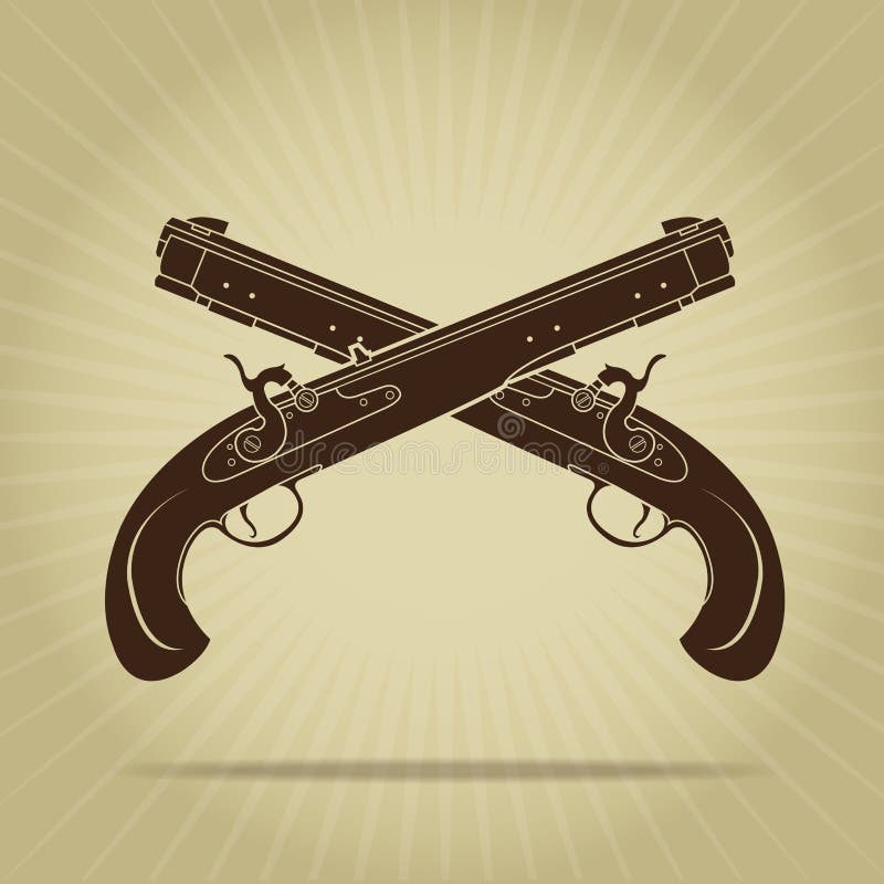 Vintage Crossed Pistols Silhouette Stock Vector - Illustration of ...