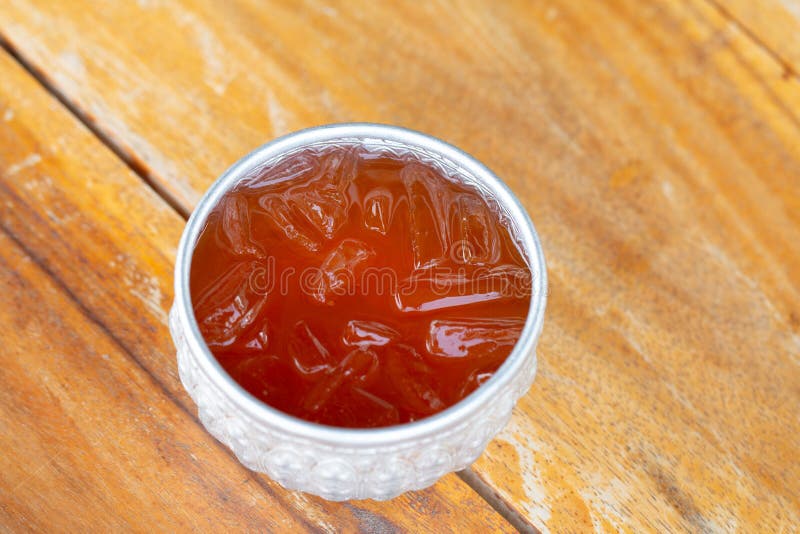 A Vintage Cup of Iced Tea on Wooden Table, Summer Drink Stock Image ...