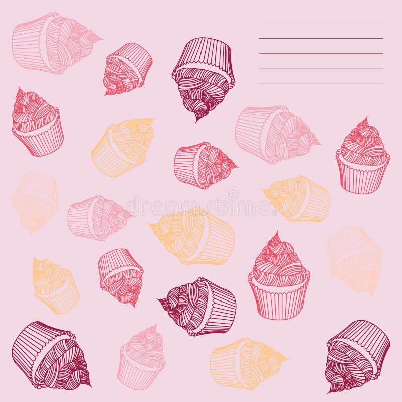 Vintage Cupcake. Card Cupcakes Hand-drawn with Stock Vector ...