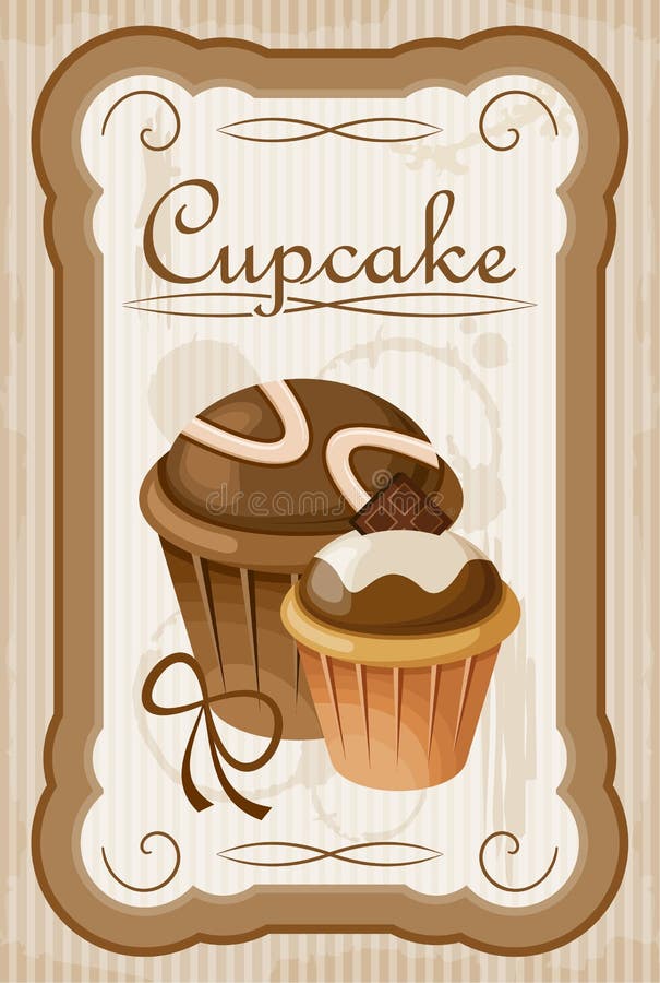 Vintage cupcake poster stock vector. Illustration of holiday - 44034588