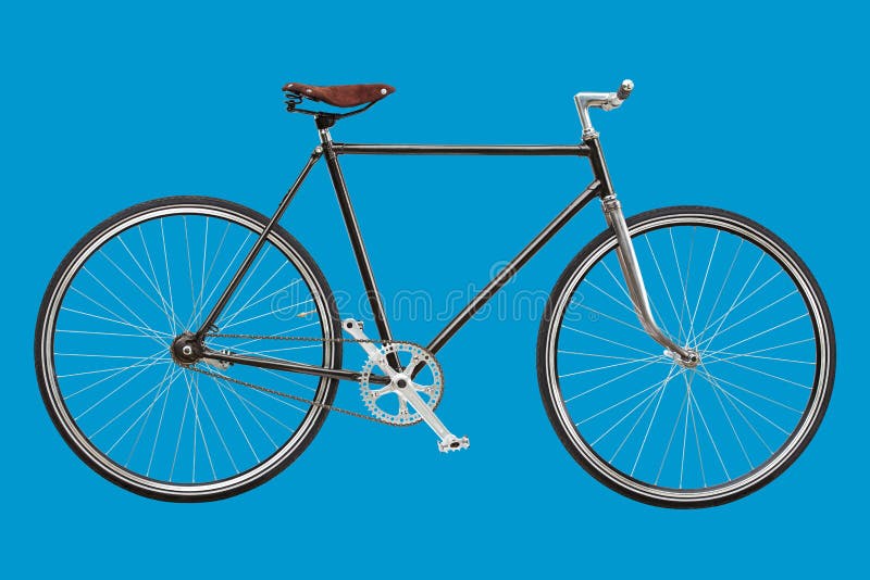 Vintage Custom Singlespeed Bicycle Isolated on Blue Background Stock ...