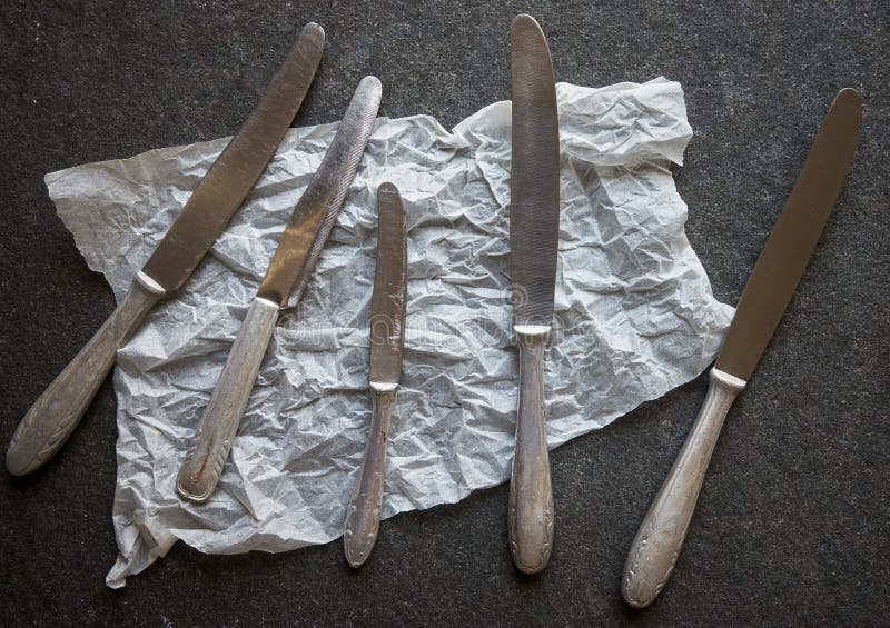 Vintage Cutlery and Baking Paper Stock Photo - Image of paper, fork ...