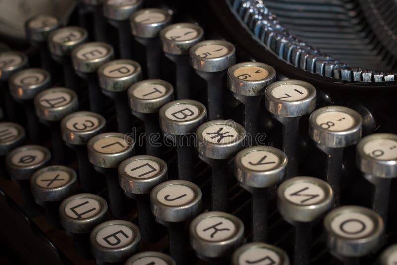 Old cyrillic typewriter stock photo. Image of slavic - 30000364