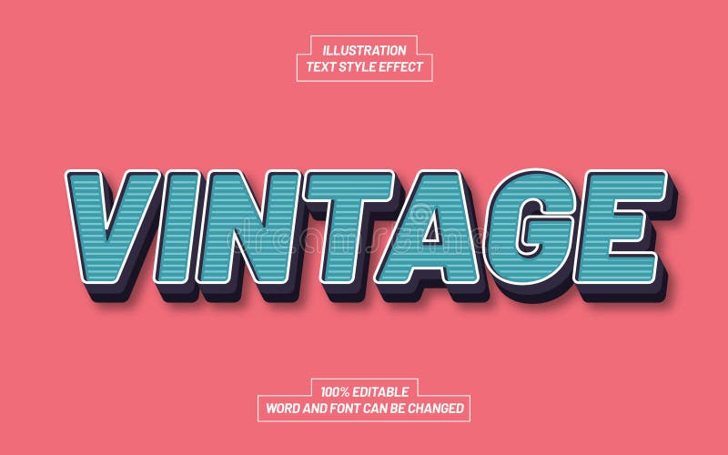 Vintage 3D Bold Text Style Effect Stock Vector - Illustration of cover ...
