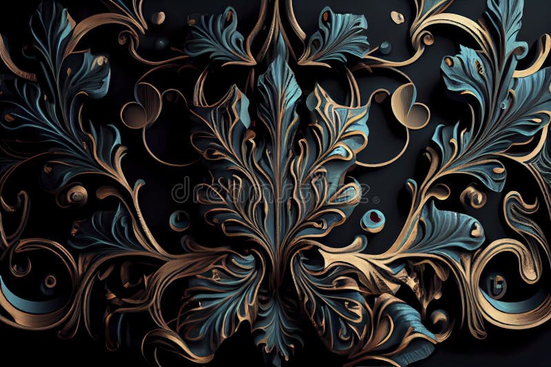 Vintage 3D Illustration. Dark Glamorous Bright Background Design Stock ...