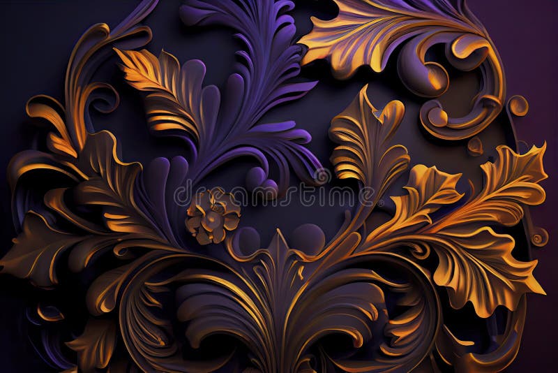 Vintage 3D Illustration. Dark Glamorous Bright Background Design Stock ...
