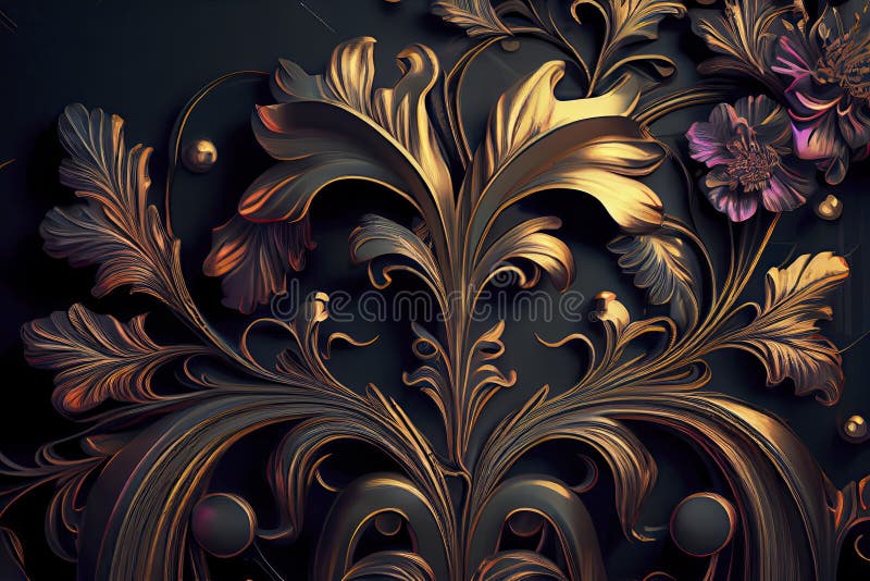 Vintage 3D Illustration. Dark Glamorous Bright Background Design Stock ...