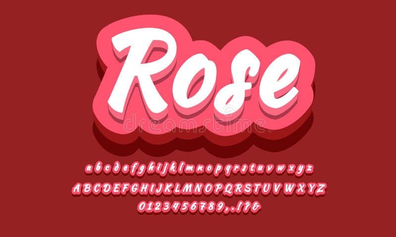 Vintage 3d Rose Red Text Effect or Font Effect Style Design Stock ...