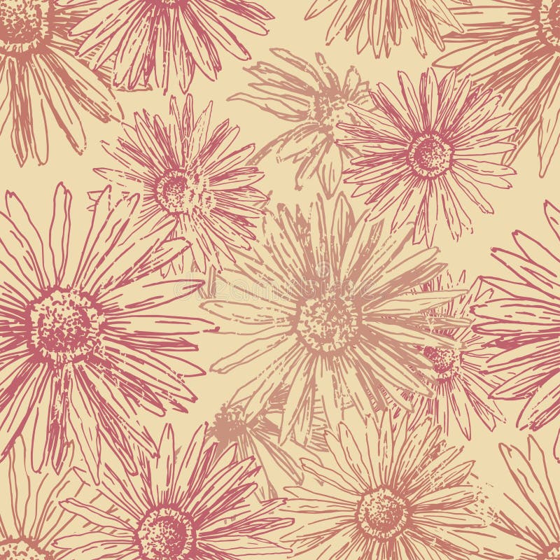 Vintage Daisies Ditsy Seamless Pattern Stock Vector - Illustration of ...