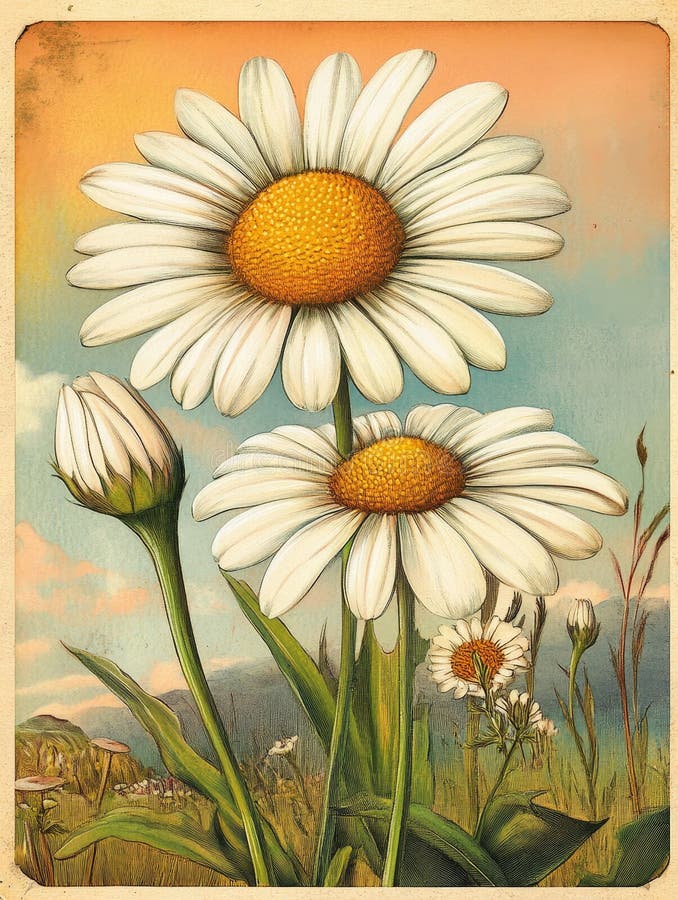 Vintage Daisy Flower Seed Package Stock Illustration - Illustration of ...