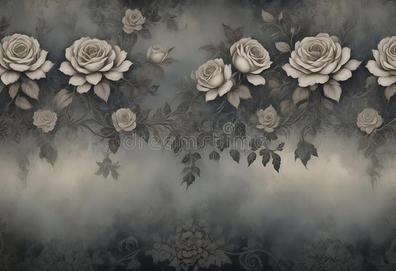 Vintage Damask Lace Roses in Gothic Elegance Stock Illustration ...