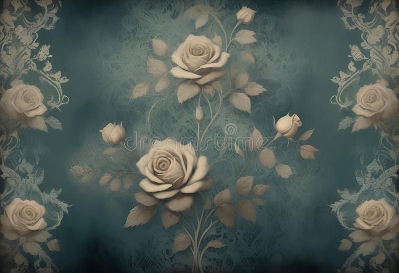 Vintage Damask Lace Roses in Gothic Elegance Stock Illustration ...