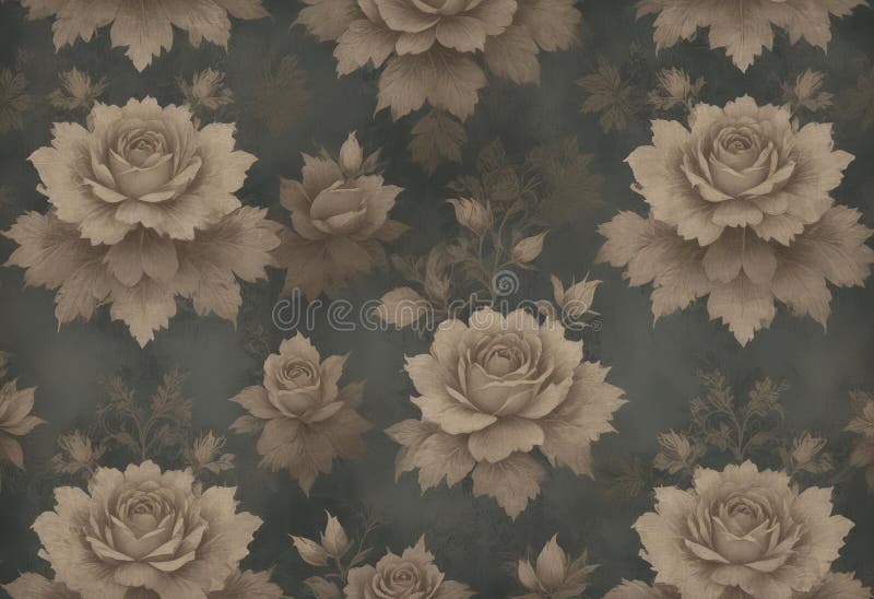Vintage Damask Lace Roses in Gothic Elegance Stock Illustration ...