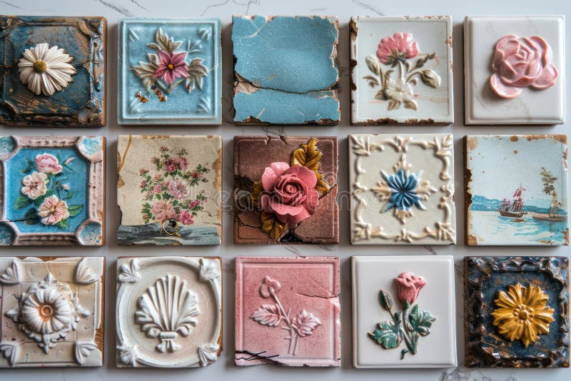 Vintage Damask Patchwork Wall Texture with Floral Pattern - Background ...