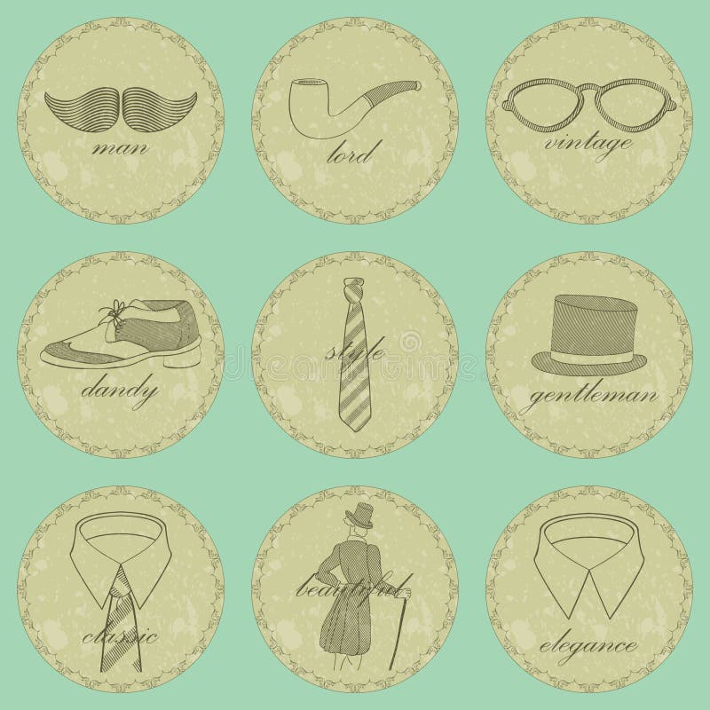 Dandy Vintage Seamless Pattern Stock Vector - Illustration of pipe ...