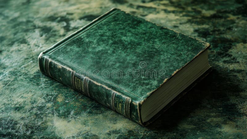 Vintage Dark Green Book on Grunge Surface Stock Illustration ...