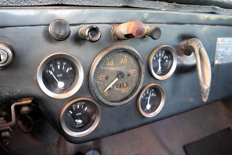Vintage Dashboard of Old Vehicle Stock Image - Image of rusted, metal ...