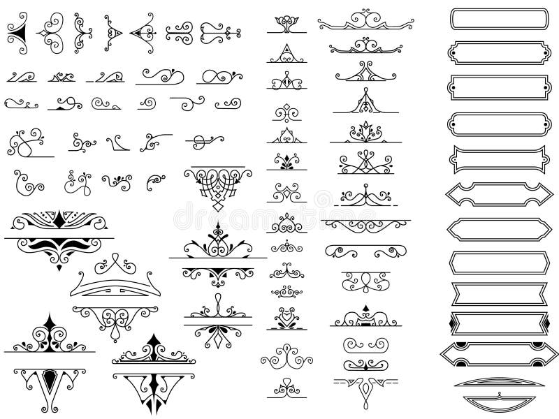 Decorative Dividers. Text Lines Vintage Hand Drawn Border Decoration ...