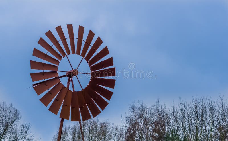 Vintage Decorations, a Classic Old Rusty Windmill with a Blue Sky Stock ...