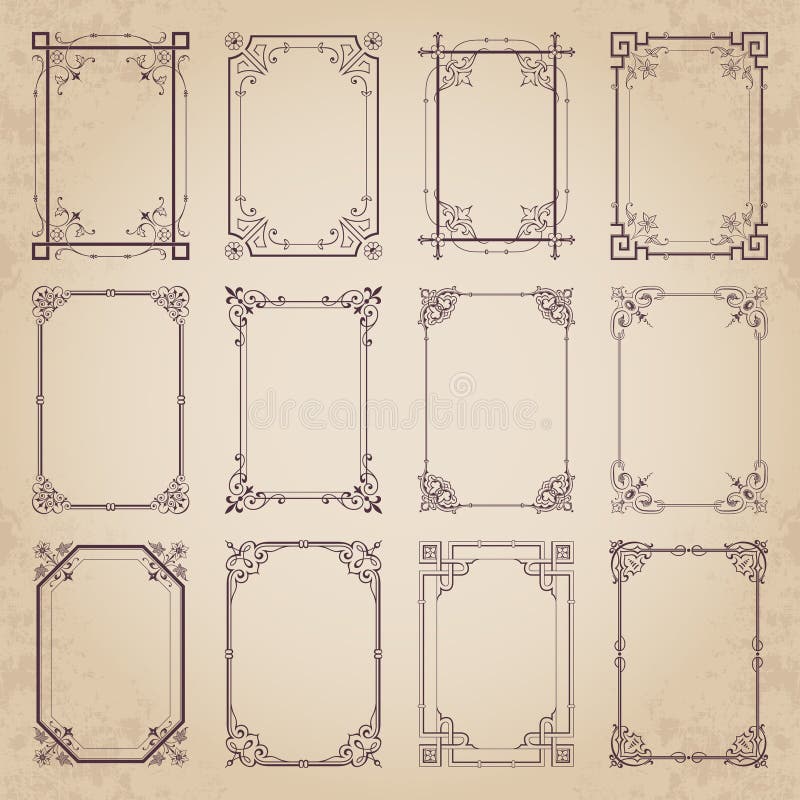 Vintage Decorative Calligraphic Frames - Vector Set Stock Vector ...