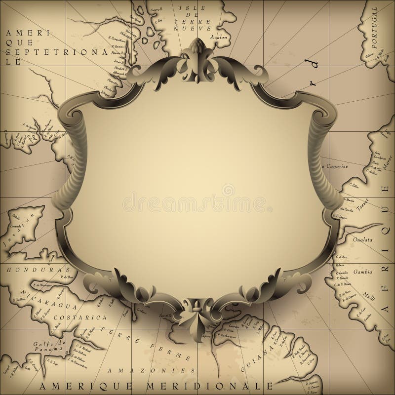 Geographical Frame with Map 4 Stock Illustration - Illustration of ...