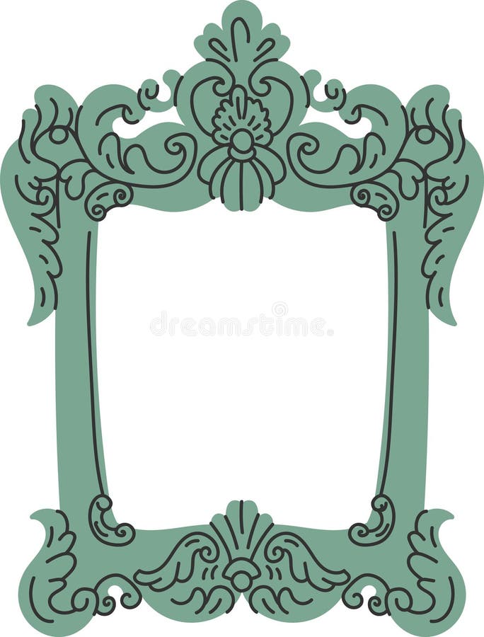 Vintage Decorative Frame Mirror Stock Illustration - Illustration of ...