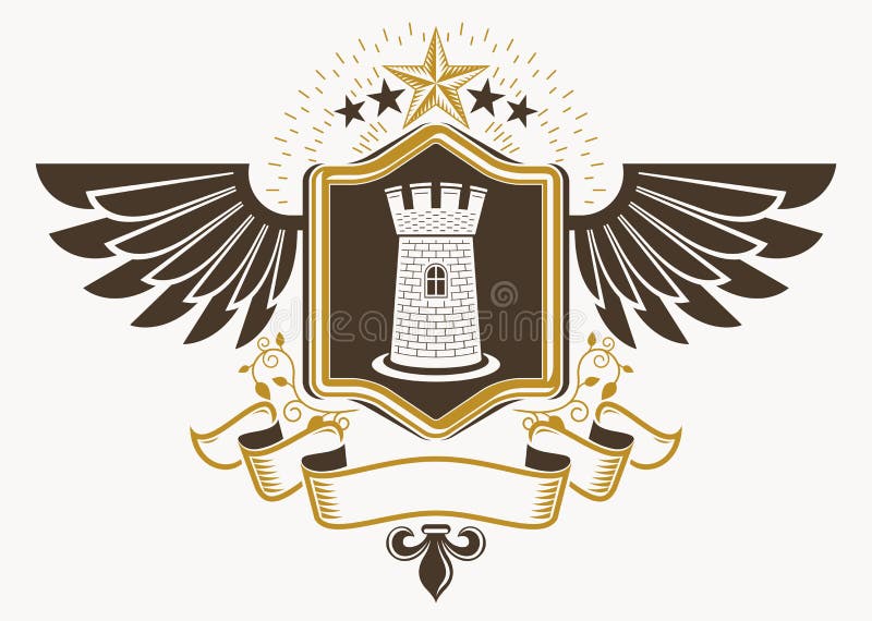 Vintage Decorative Heraldic Vector Emblem Composed Using Medieval ...