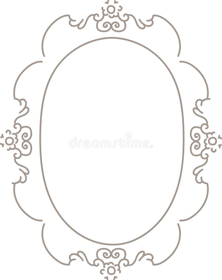 Vintage Decorative Lined Oval Frame Stock Illustration - Illustration ...