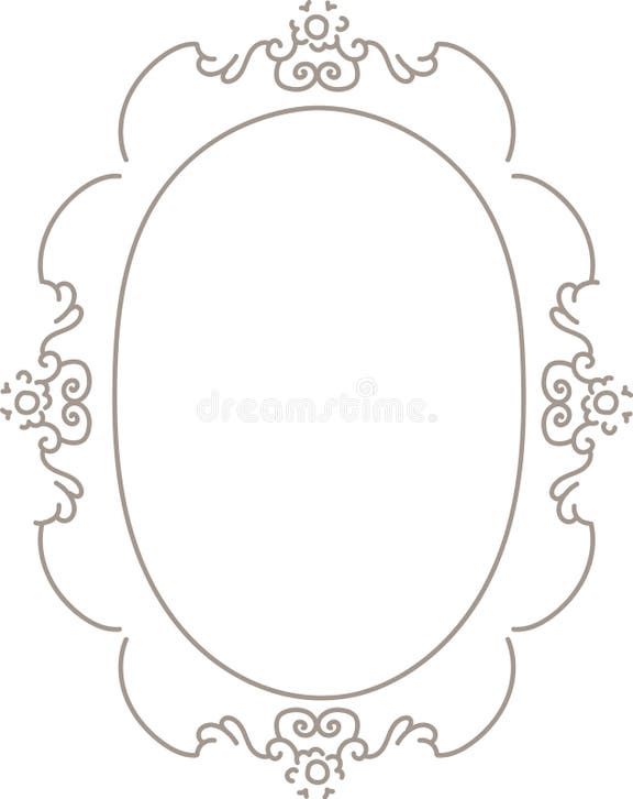 Vintage Decorative Lined Oval Frame Stock Vector - Illustration of ...