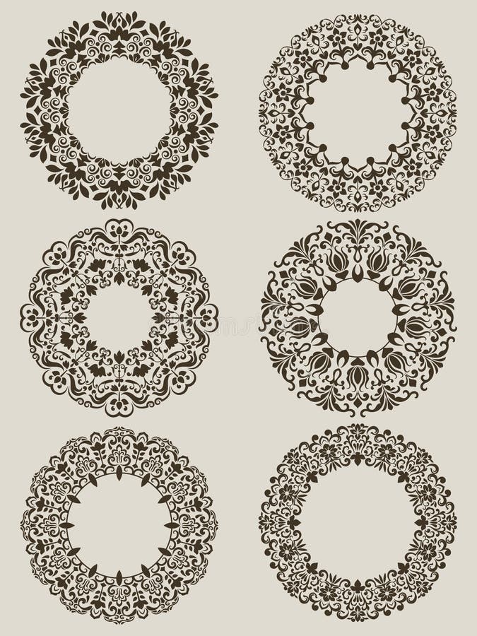 Vintage round floral frame stock vector. Illustration of print - 92657931