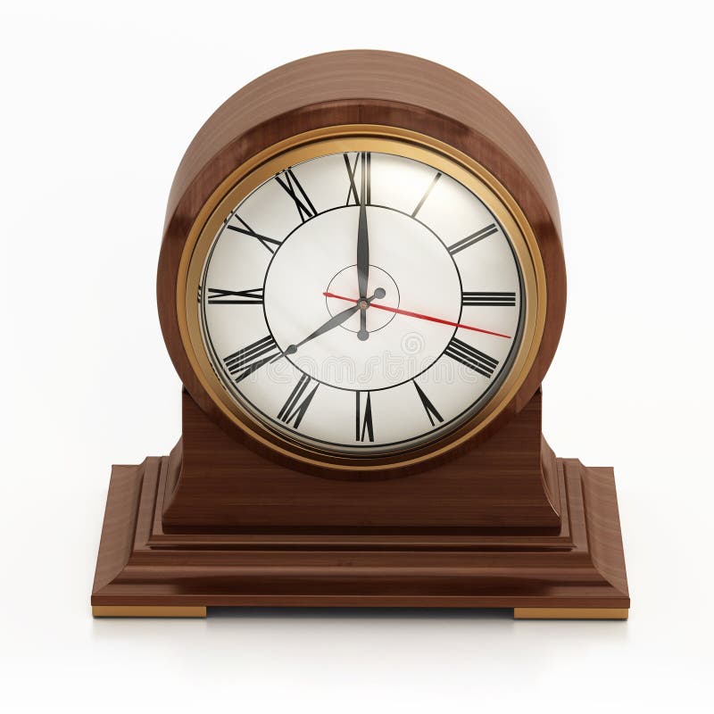 Vintage Decorative Table Clock Isolated on White Background. 3D ...