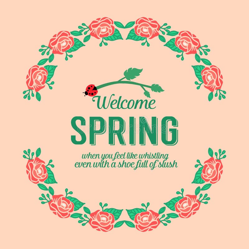 Vintage Decorative for Welcome Spring Greeting Card, with Elegant Rose ...