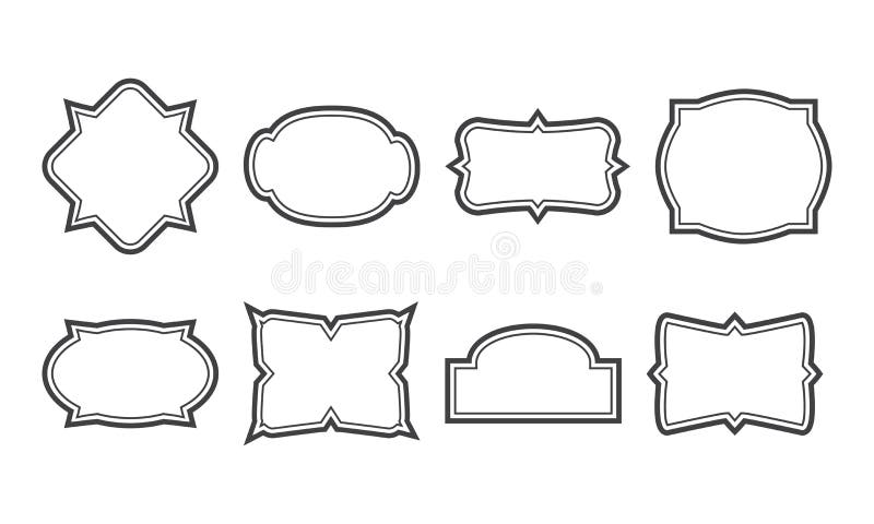 Vintage Decoration Frame Label Vector Set Black Borders Different Shape ...