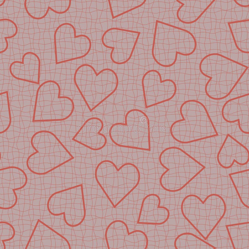 Vintage Delicate Seamless Vector Pattern with Lace Hearts. Red Stylised ...
