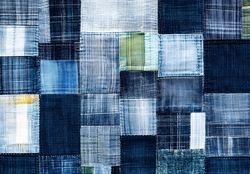 Vintage Denim Patchwork Fabric Texture Stock Illustration ...