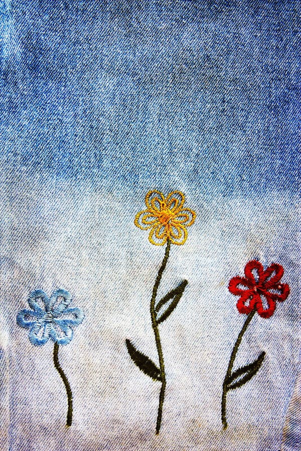 Denim Scrapbook Background With Autumn Leaves Stock Photo - Image of ...