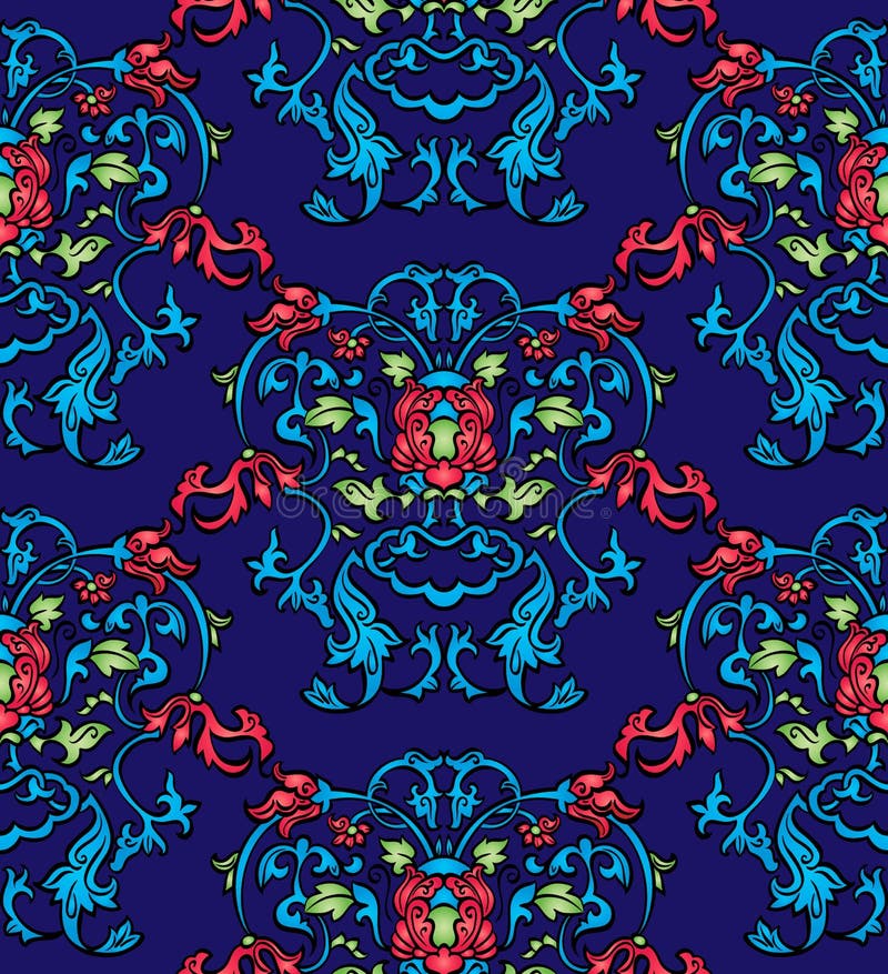 Vintage Design Element in Eastern Style. Vector Seamless Pattern with ...