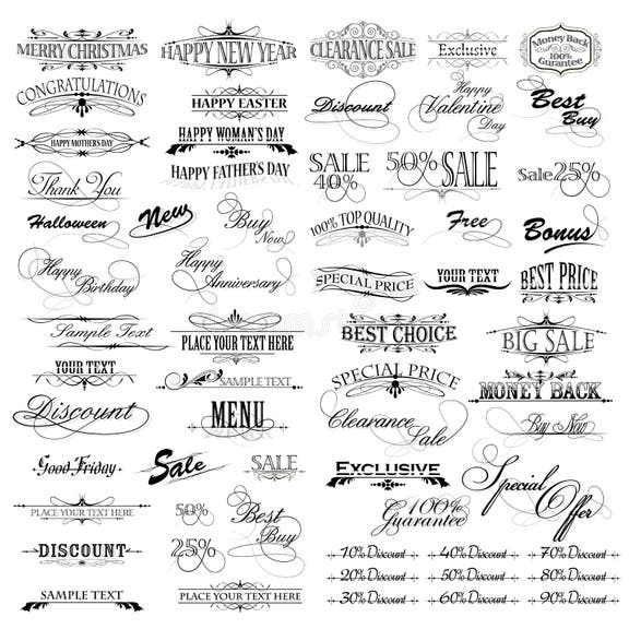 Editable Vintage Christmas Design Elements Stock Illustrations – 401 ...