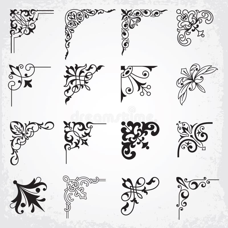 Vintage Design Elements Corners and Borders Stock Vector - Illustration ...
