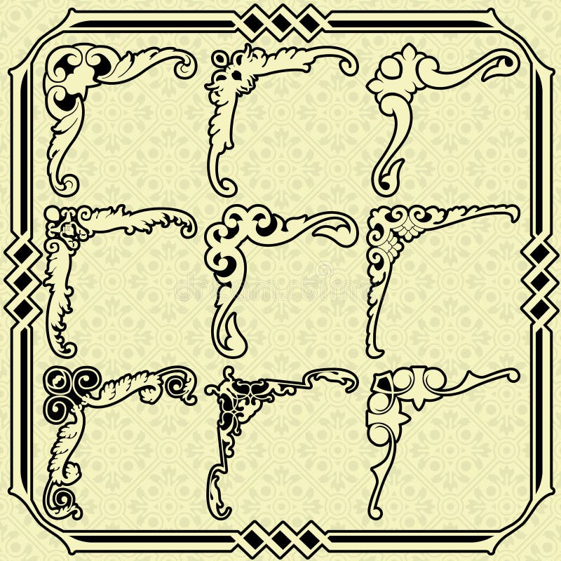 Vintage Design Elements Corners Stock Vector - Illustration of corner ...
