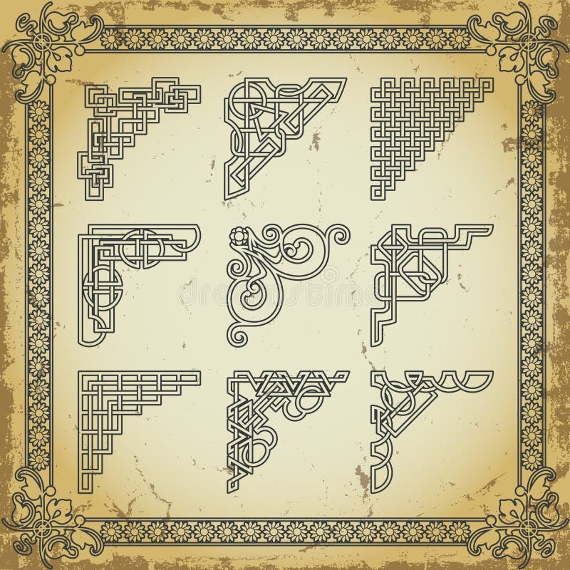Vintage Design Elements Corners Stock Vector - Illustration of engraved ...