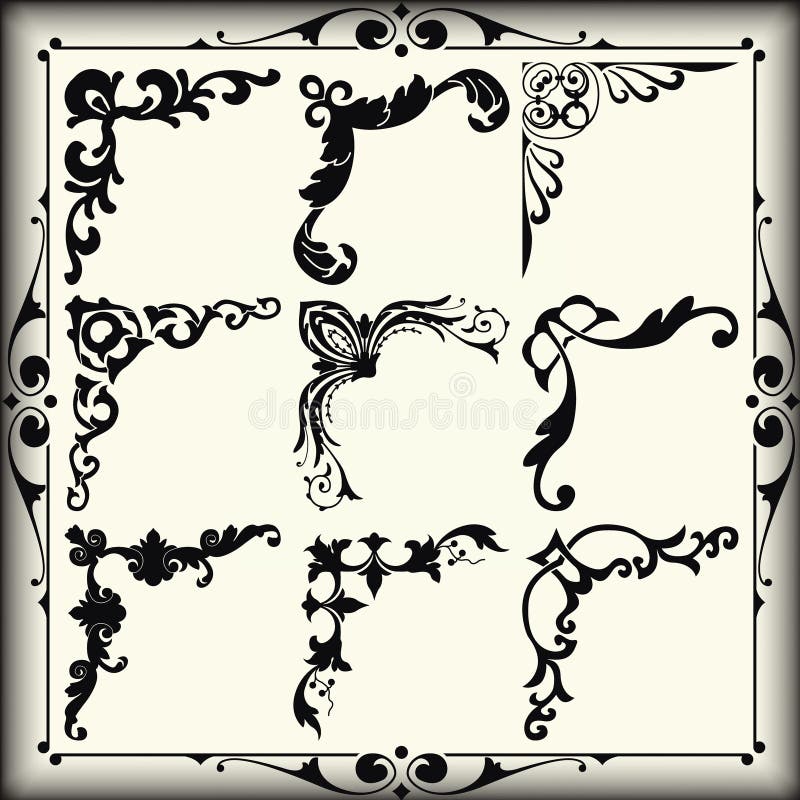 Vintage Design Elements Corners Stock Vector - Illustration of curve ...