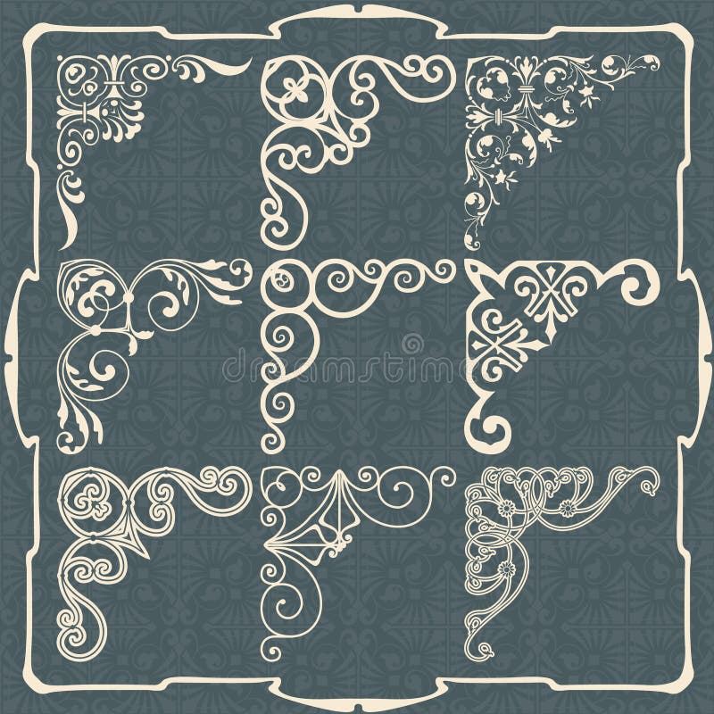 Vintage Design Elements Corners Stock Vector - Illustration of swirl ...